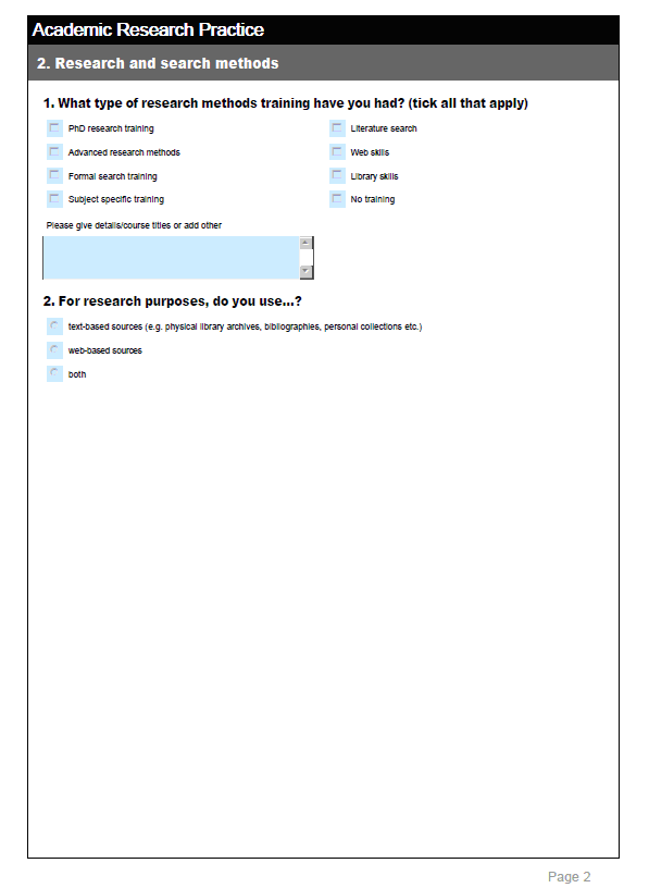 Appendix 1: Academic Research Practice – Survey Questions ...