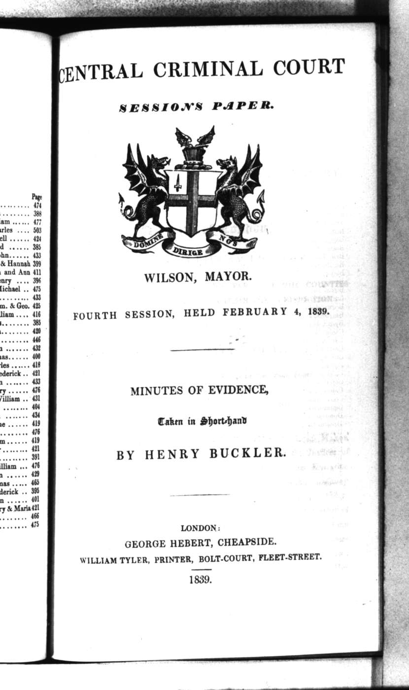 The Proceedings of the Old Bailey