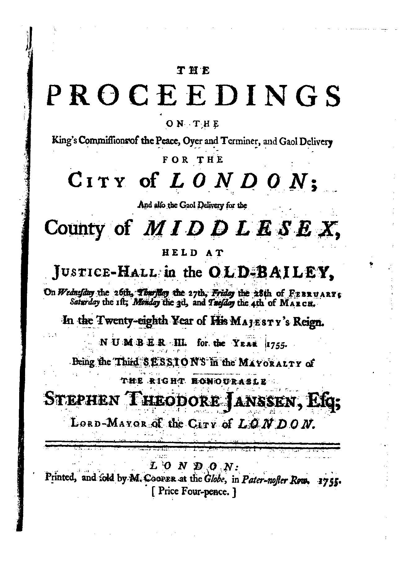 The Proceedings of the Old Bailey